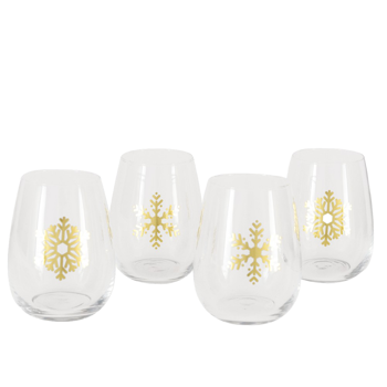Aulica Set De 4 Verres Design Flocon De Neige Dore 400 Ml