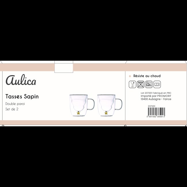 Aulica Set 2 Tasses Sapin Double Paroi 250Ml