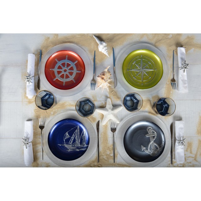 Aulica Assiettes Mer 21Cm Set De 4