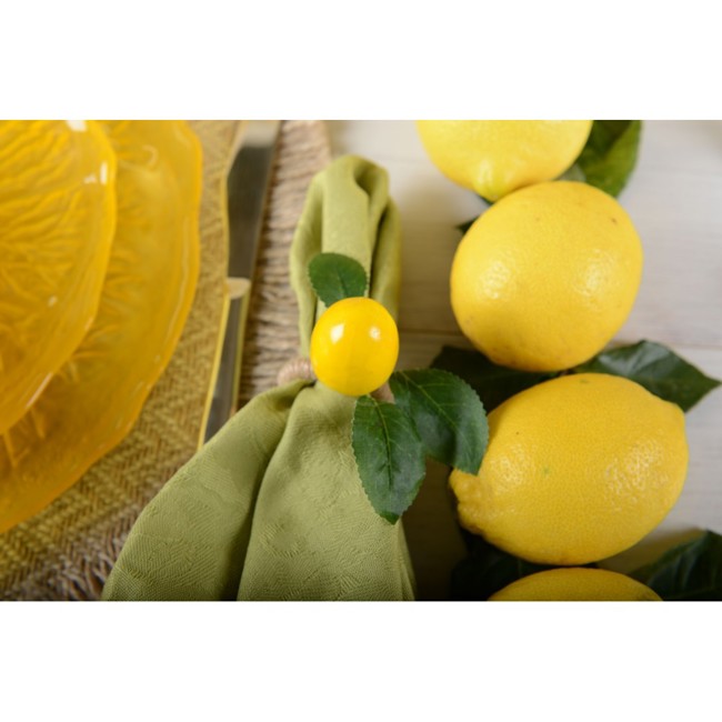 Aulica Set De 4 Ronds De Serviette Design Citron