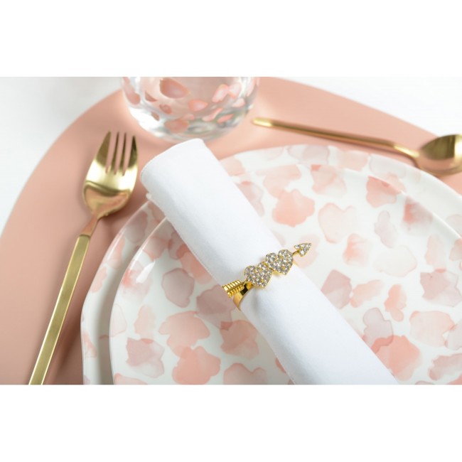 Aulica Lot De 4 Ronds De Serviettes Design Coeurs Avec Diamants